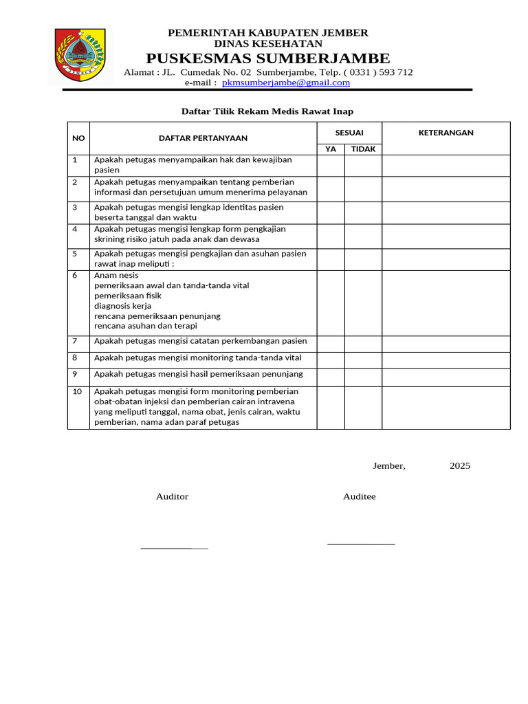 Audit Internal Puskesmas Sumberjambe | PDF