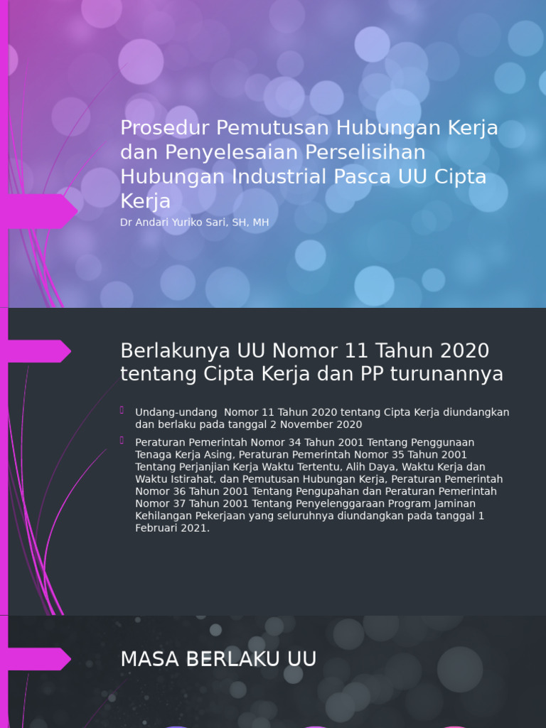Prosedur Pemutusan Hubungan Kerja Dan Penyelesaian PHI Pasca UU Cipta ...