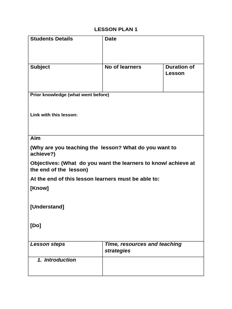 Lesson Plan Template 2 - 3 | PDF | Lesson Plan | Learning