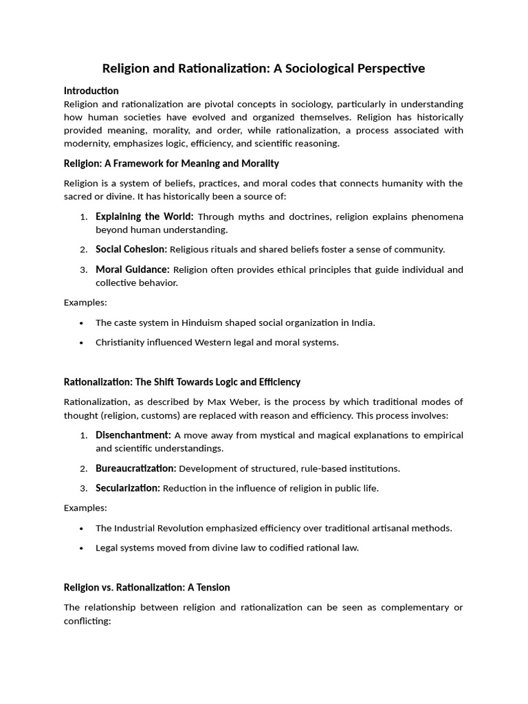Religion and Rationalization in Society | PDF | Max Weber | Morality