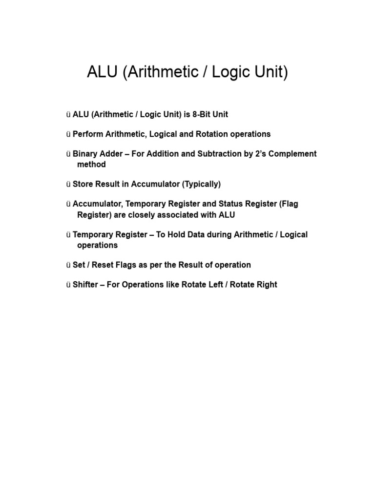 8-Bit ALU: Functions and Components | PDF