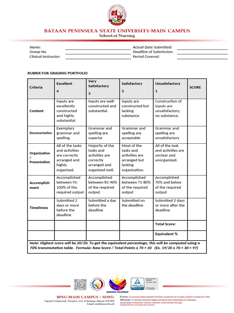 Rubrix For Student Portfolio | PDF