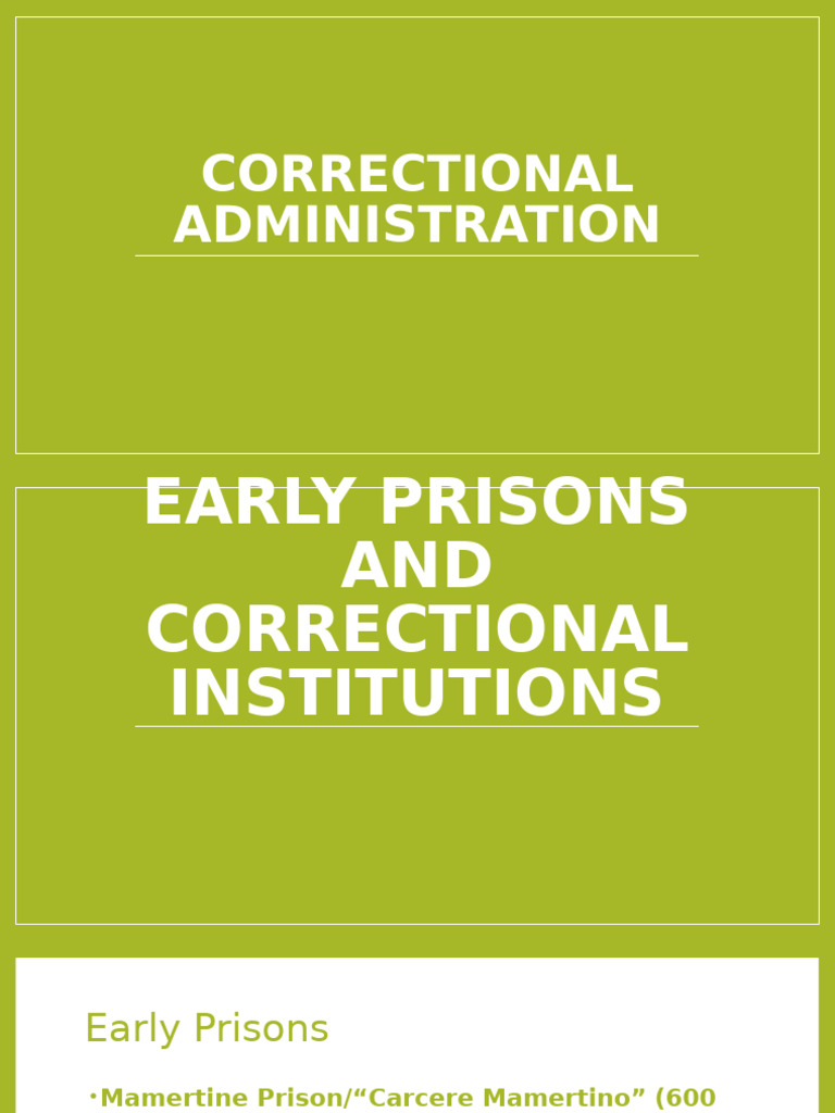 Notes in Corad - Early Prisons and Correctional Institutions | PDF ...