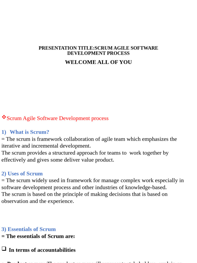 13 - Anchal - Pandey Prsentation Slides of Scrum Agile Methodology | PDF | Scrum (Software ...