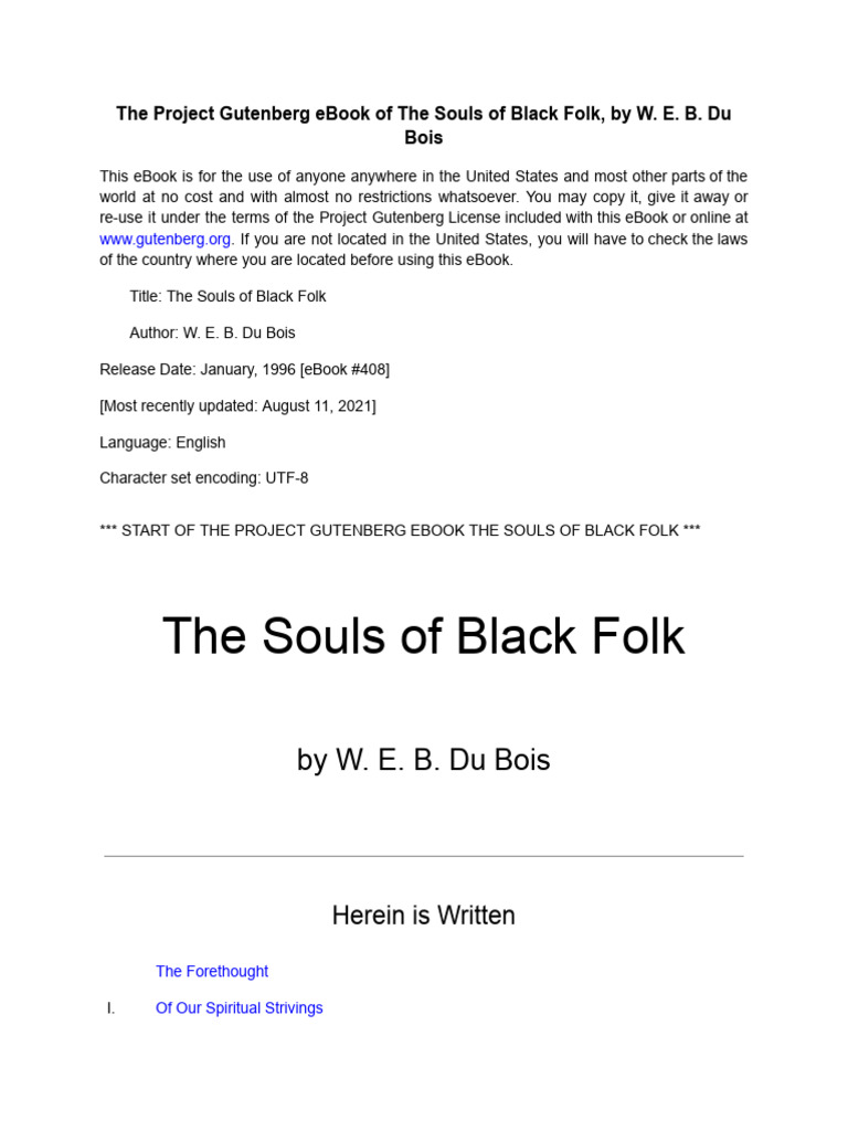 The Souls of Black Folk, By W.E.B. Dubois | PDF | United States House ...