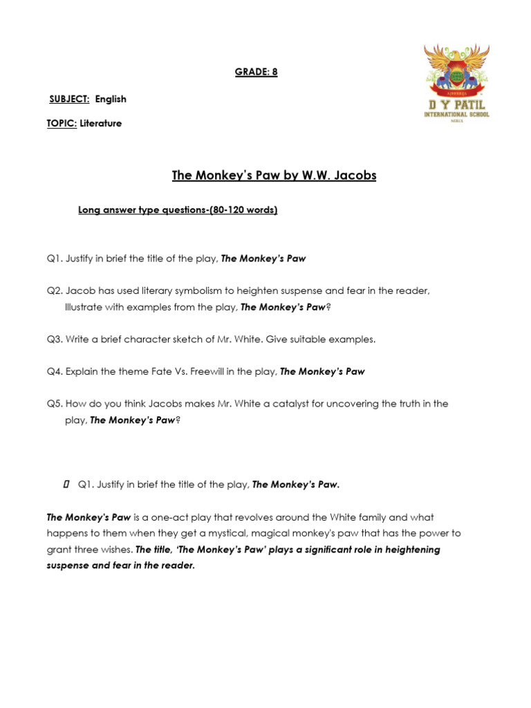 Analysis of "The Monkey's Paw" Themes | PDF | Destiny