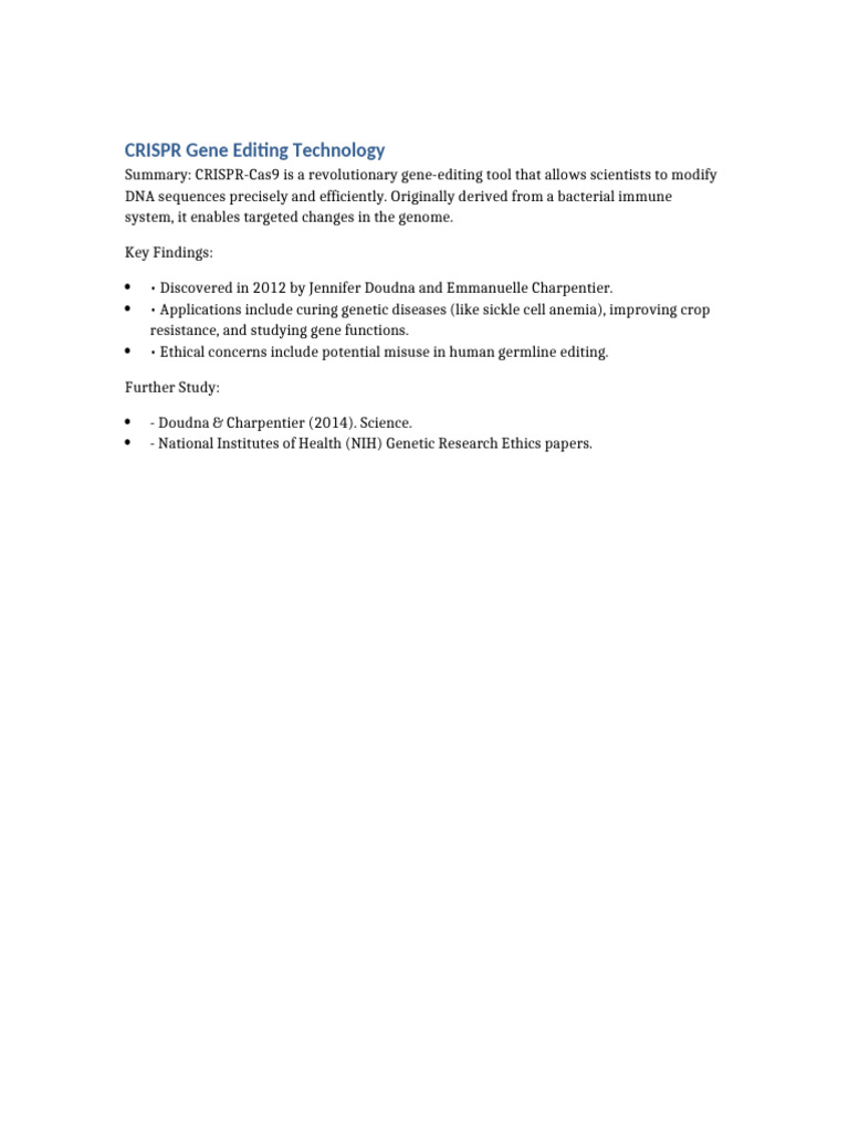 CRISPR Gene Editing Technology | PDF