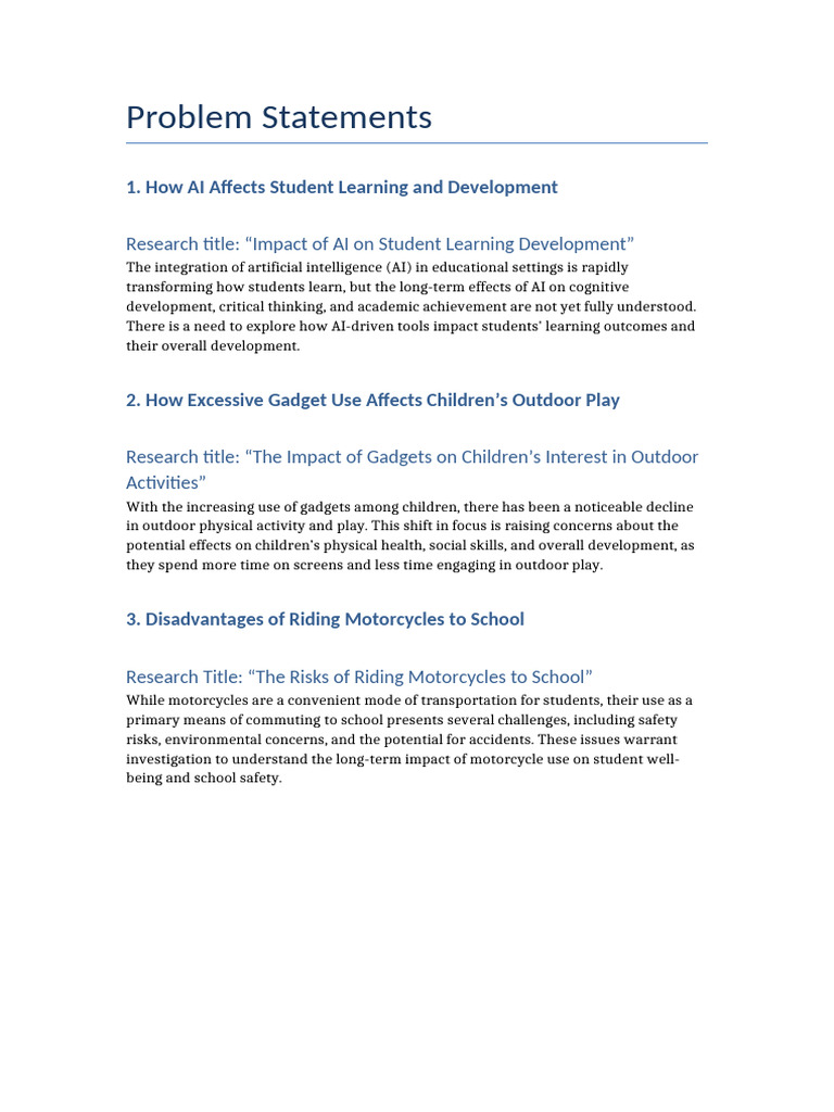 Problem Statements | PDF