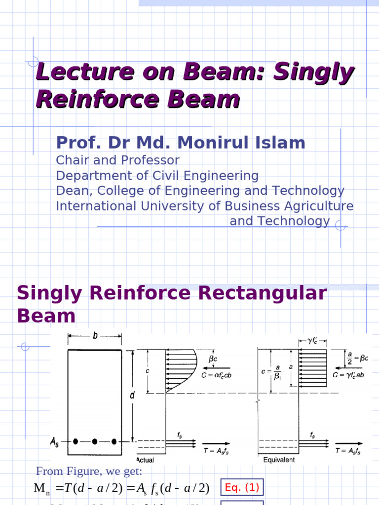 Singly Reinforced Beam Lecture | PDF | Beam (Structure) | Strength Of ...