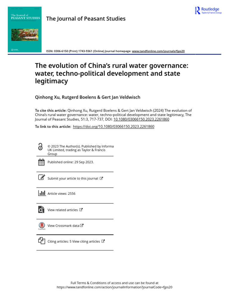 The Evolution of China S Rural Water Governance Water Techno-Political ...