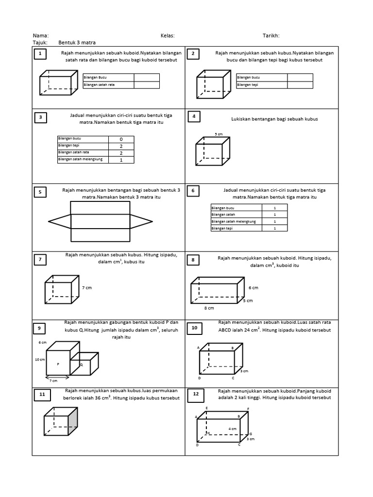 Soalan Mengikut Topik 14 (Bentuk 3d) | PDF