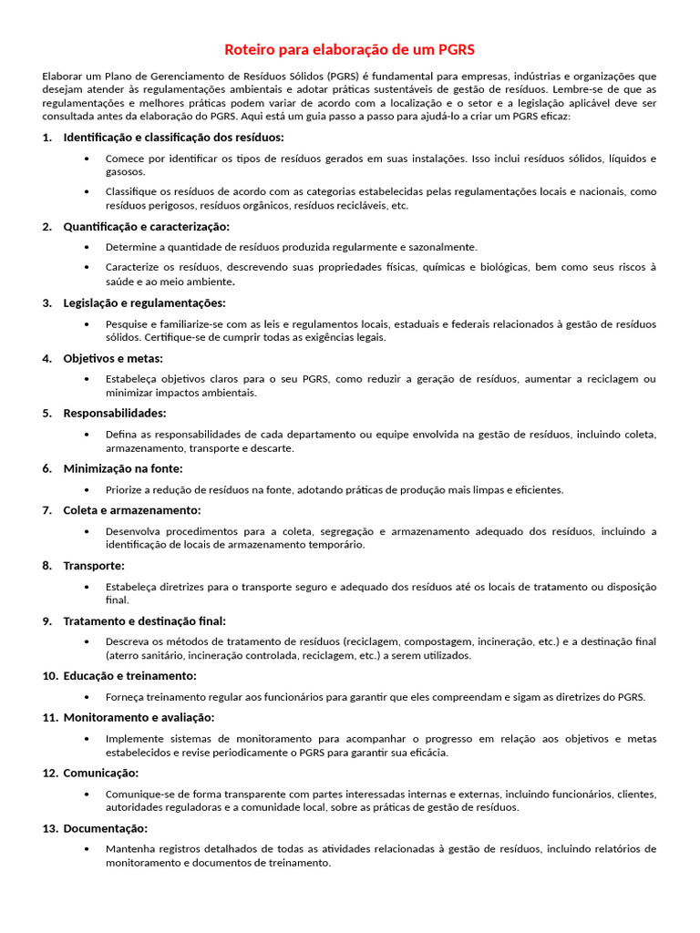 Guia Prático para Elaborar PGRS | PDF | Desperdício | Gestão de resíduos