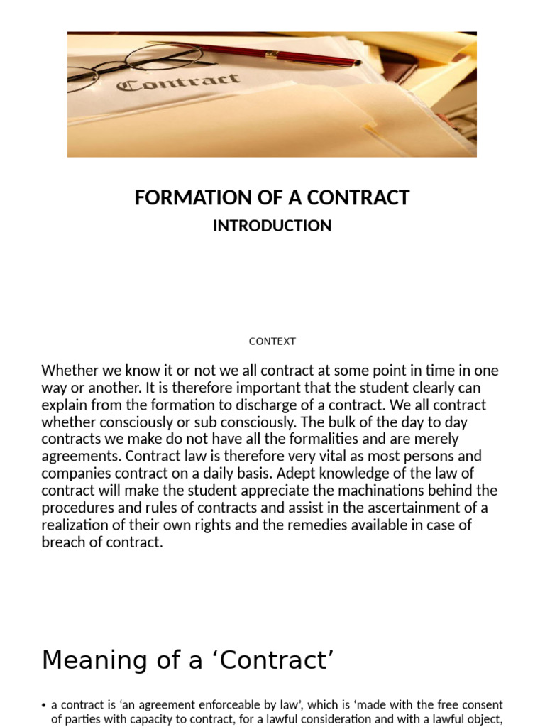 3 - Formation of A Contract - Introduction | PDF | Void (Law) | Private Law