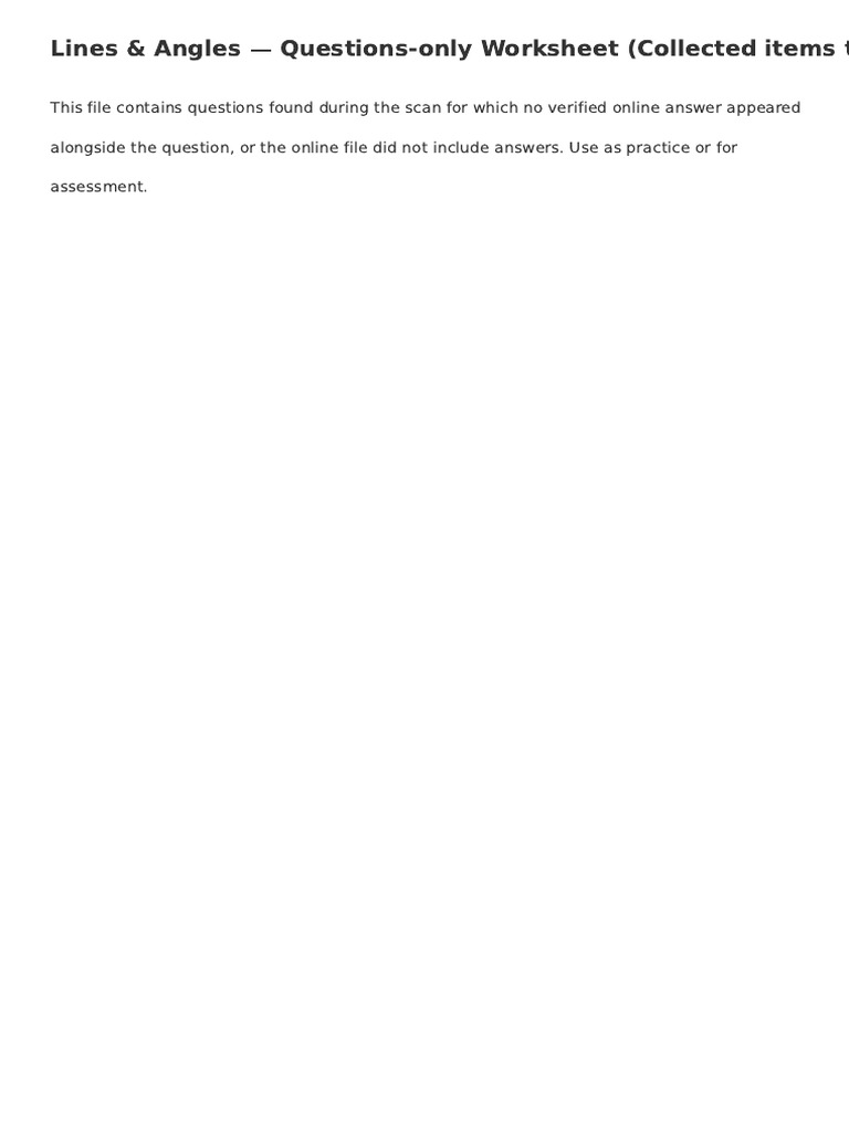 Lines and Angles Questions ONLY For Online No Answers | PDF