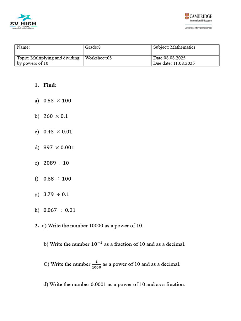 Math Weekend Homework | PDF