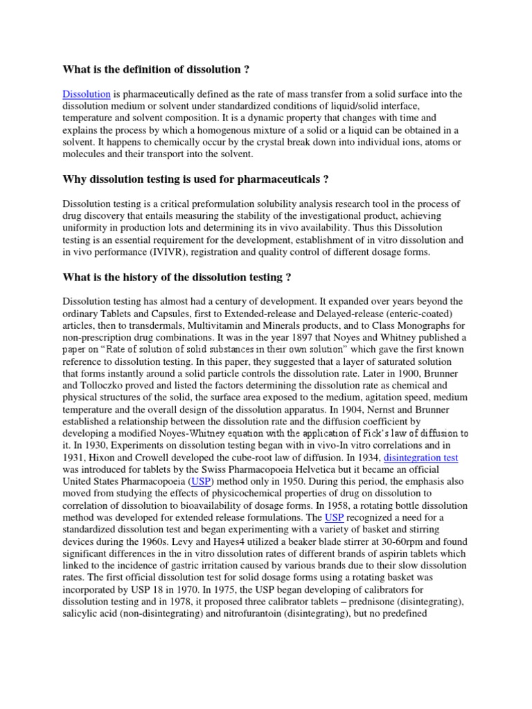 What Is The Definition of Dissolution | PDF | Dissolution (Chemistry ...