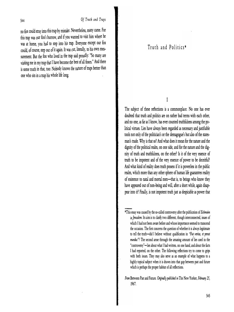 Arendt - Truth and Politics | PDF