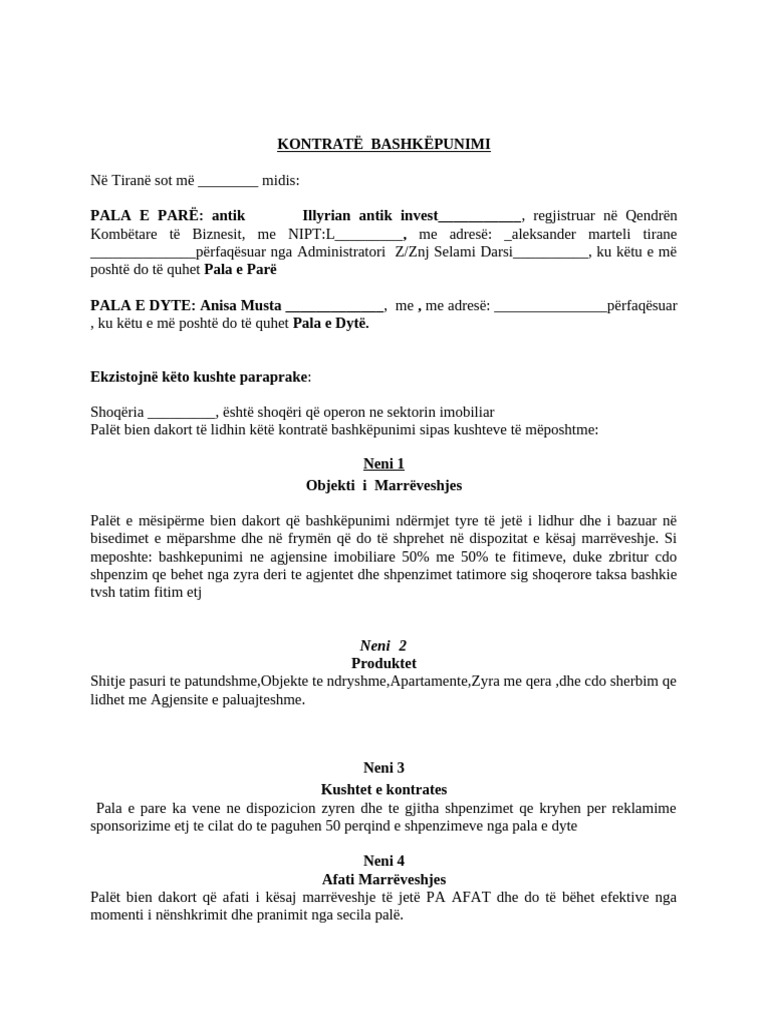 Kontrate Bashkepunimi | PDF