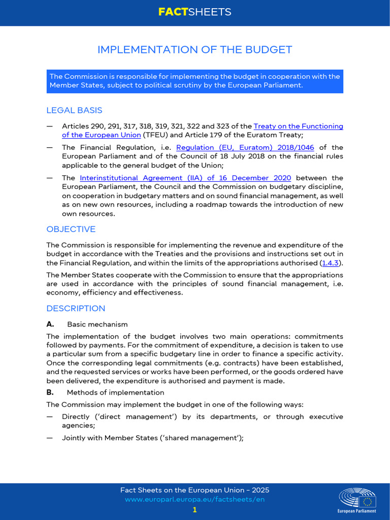EU Budget Implementation Overview 2025 | PDF | European Parliament ...