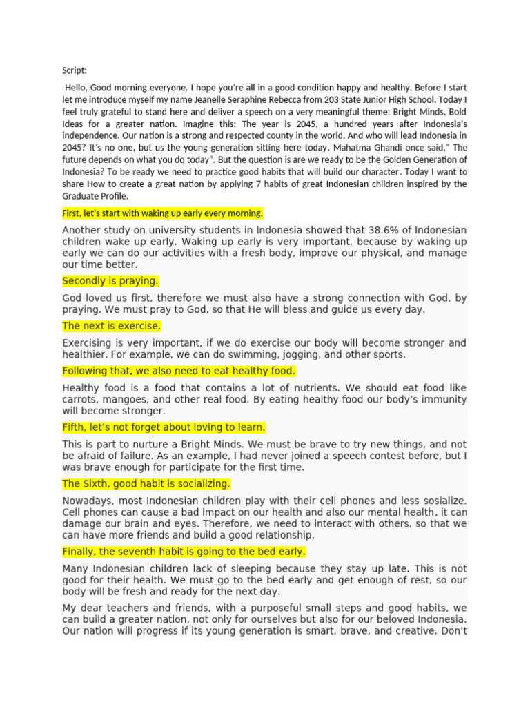 Script English Competition Jeanelle S.R Edit | PDF
