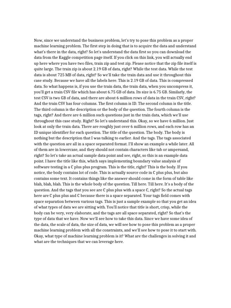 40.3 - Mapping To An ML Problem Data Overview - mp4 | PDF | Zip (File Format) | Comma Separated ...