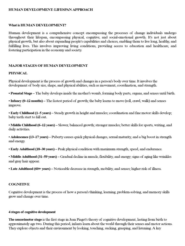 Human Development Across the Lifespan | PDF | Cognitive Development ...