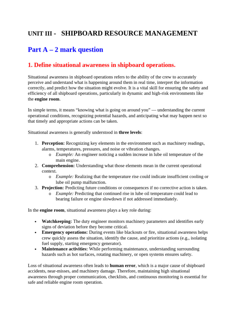 Shipboard Resource Management Essentials | PDF | Situation Awareness ...
