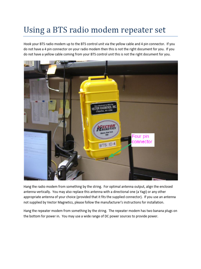 Using A BTS Radio Modem Repeater Set | PDF