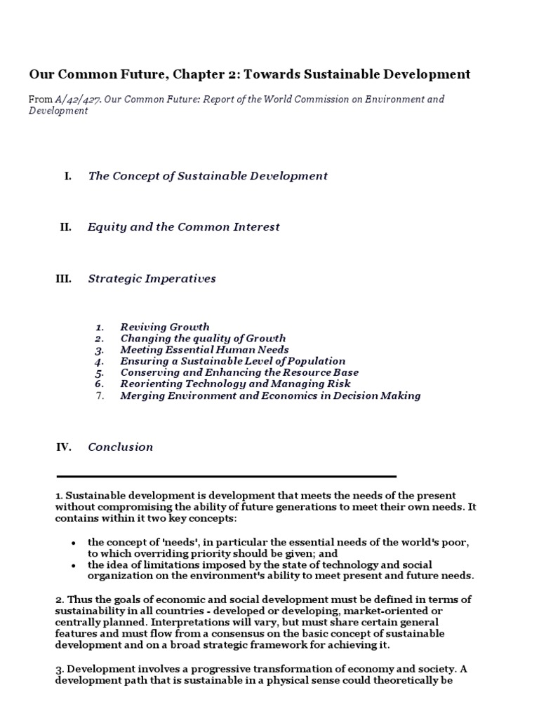 Our Common Future | PDF | Sustainability | Sustainable Development