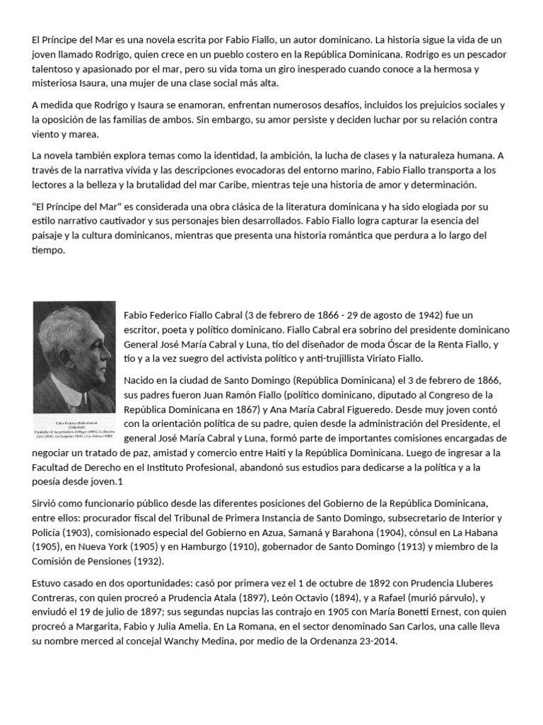 El Príncipe del Mar: Amor y lucha en RD | PDF | República Dominicana