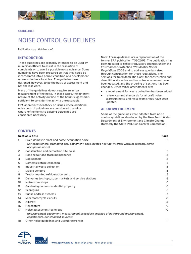 EPA Noise Control Guidelines Overview | PDF | Noise | Workweek And Weekend