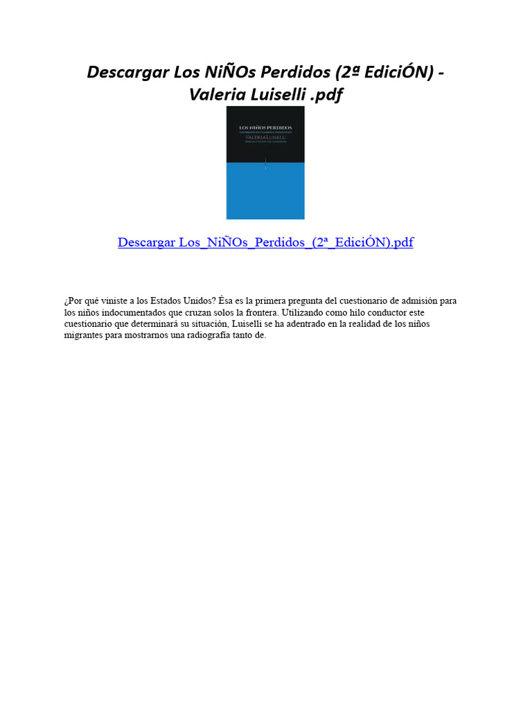 Los NiÑOs Perdidos (2 EdiciÓN) | PDF