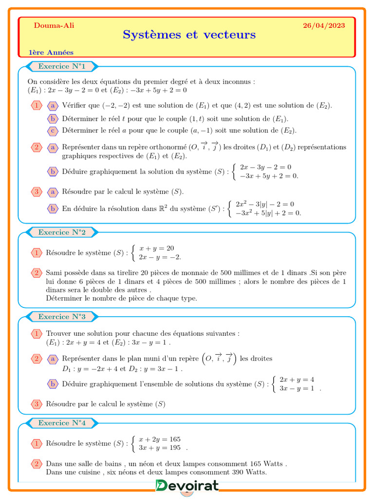 Systèmes d'équations et géométrie analytique | PDF | Triangle ...