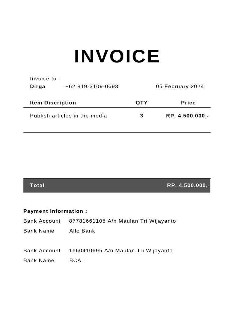 Invoice Publish Media 1 | PDF