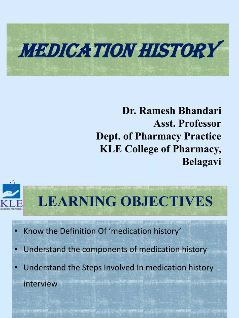 Medication History Interview | PDF