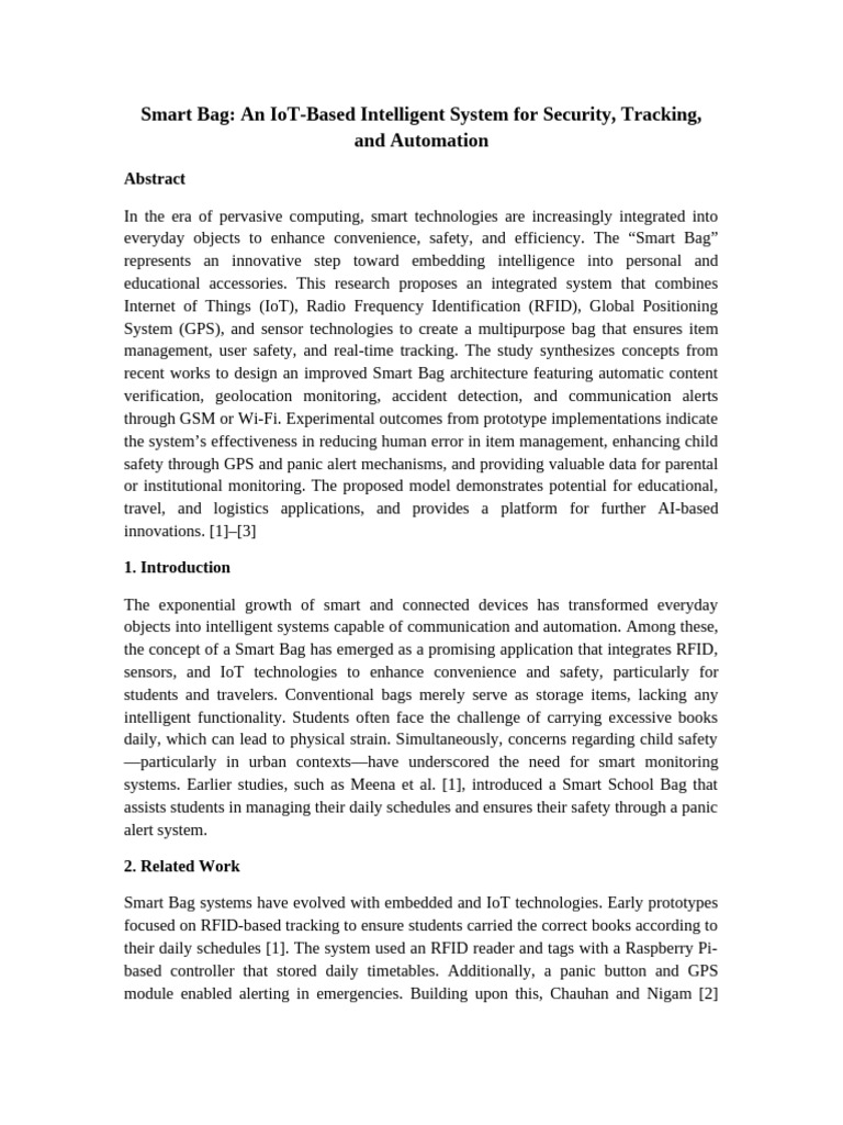 Smart Bag Research Paper Paragraph Format With Extra Citations | PDF ...