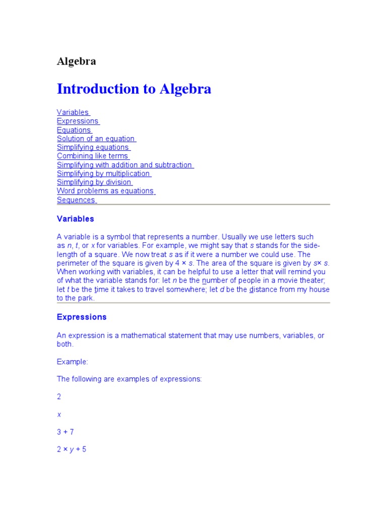 Algebra 1 | PDF | Equations | Multiplication