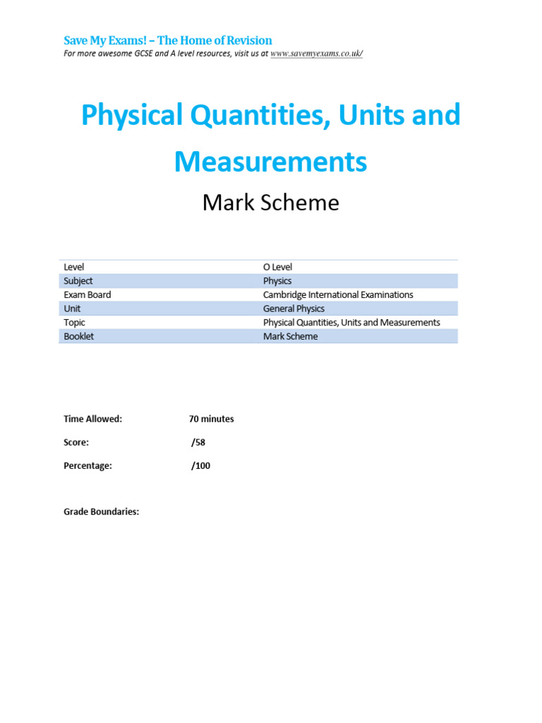 General Physics MS1 CIE O Level Physics | PDF