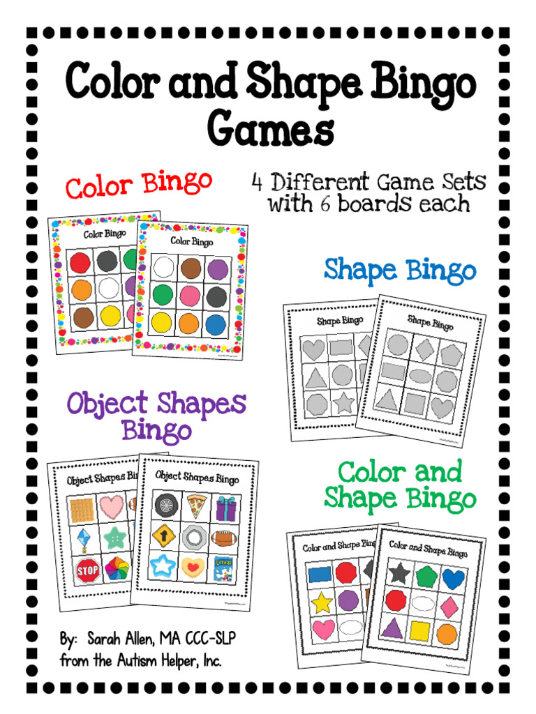 Color and Shape Bingo Games | PDF | Geometry | Geometric Objects