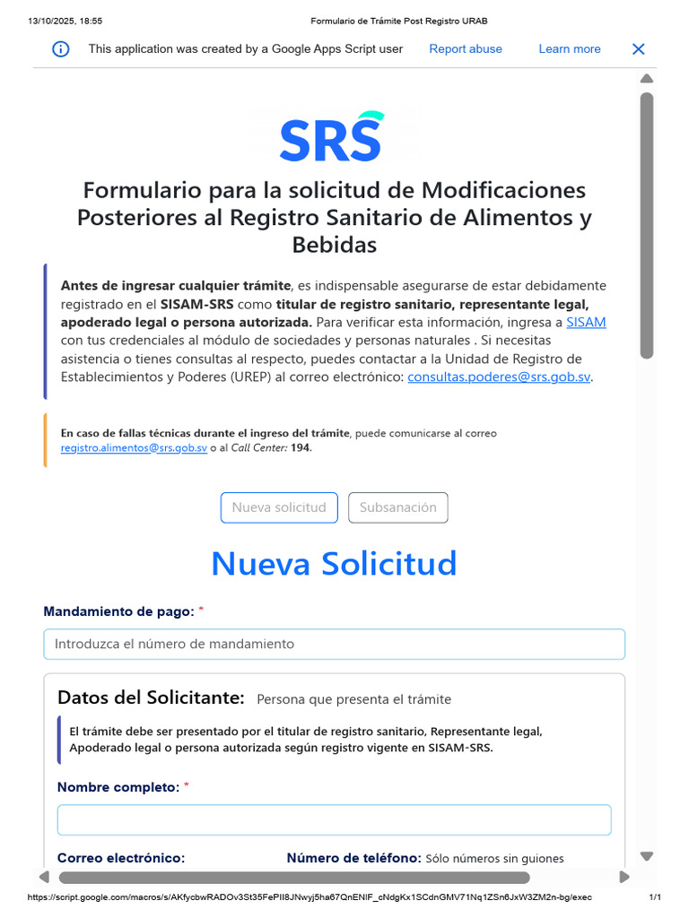 Pharmaceutical Registration Form For El Salvador | PDF