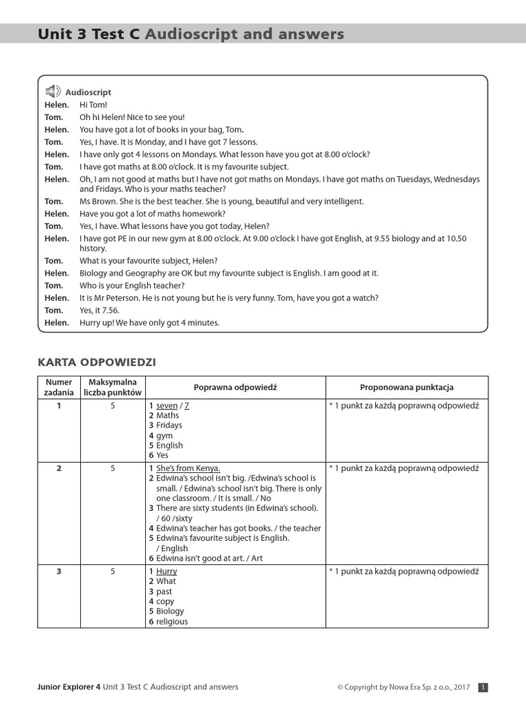 Unit 3 Test C Audioscript | PDF