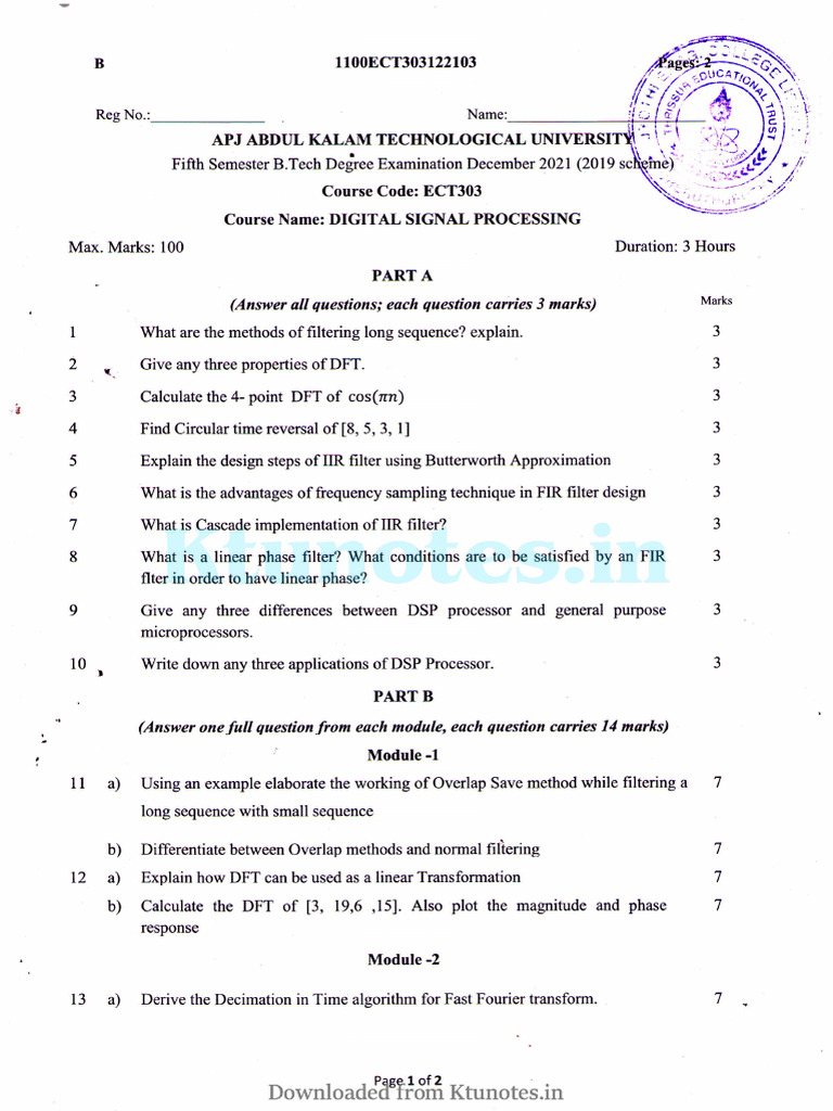 DSP Pyq | PDF | Discrete Fourier Transform | Digital Signal Processing