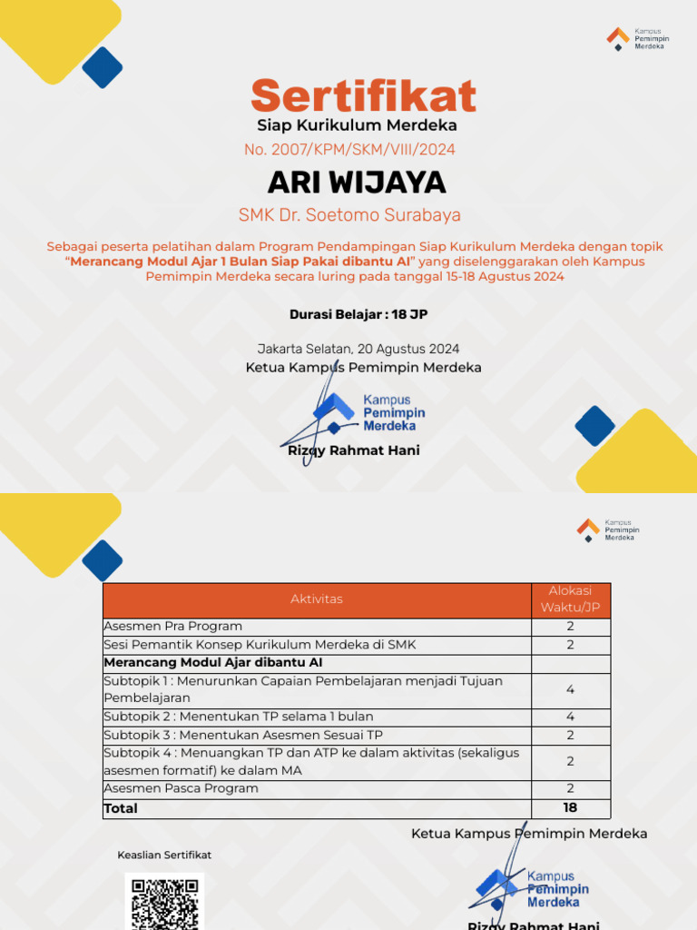 Sertifikat - Ari Wijaya | PDF