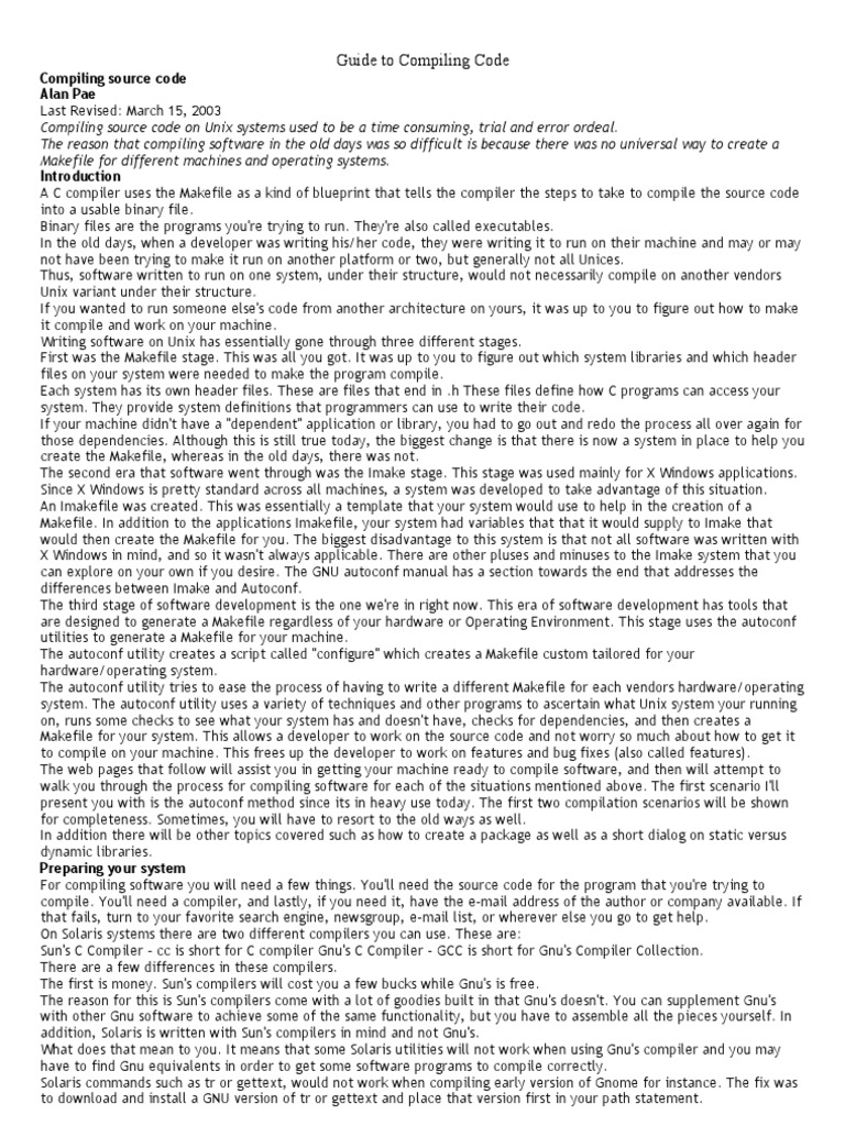 Guide to Compiling Code in 40 Characters | PDF | Library (Computing ...