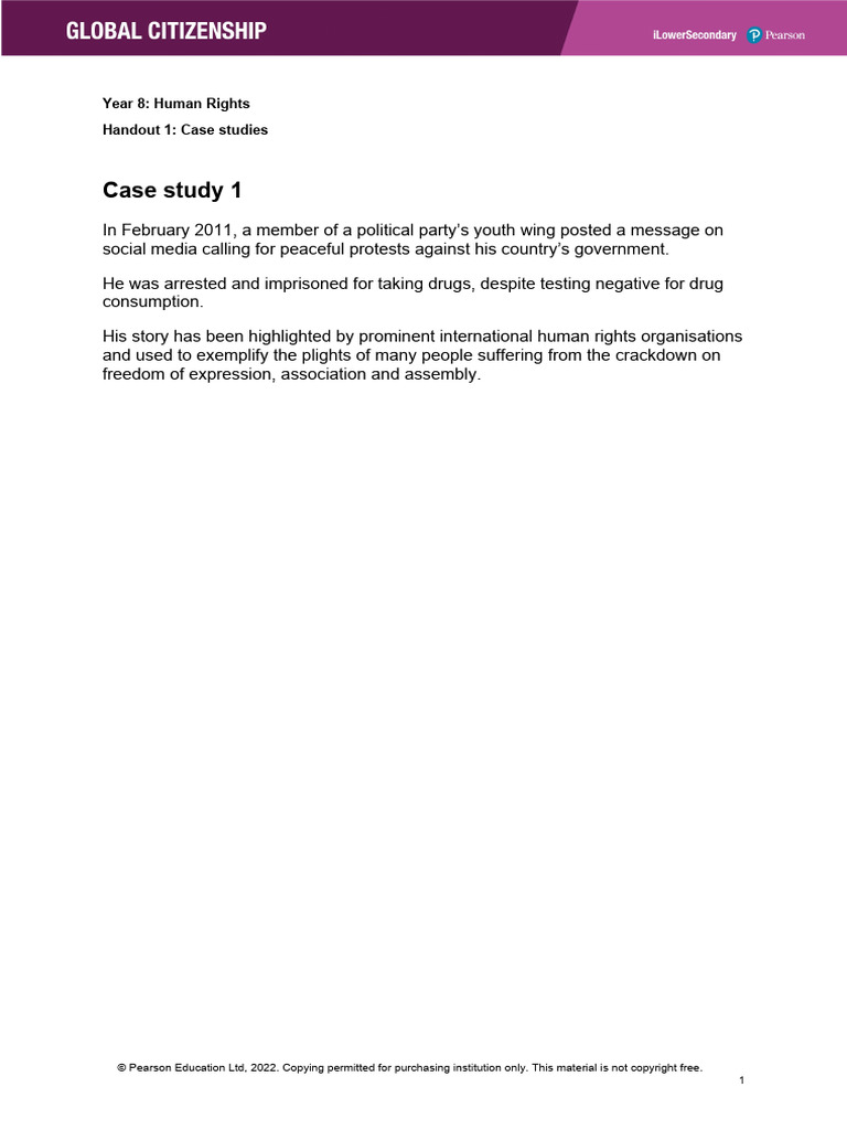 ILS GlobalCitizenship Y8 Human Rights Lesson Plan Handout 01 | PDF ...