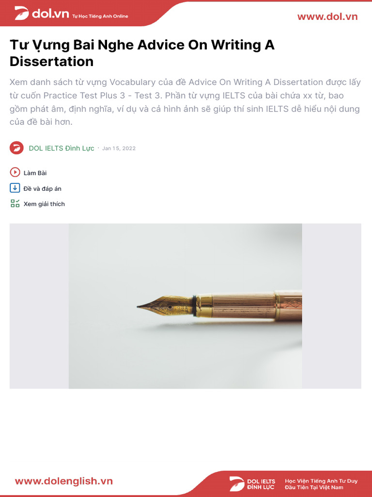 Dissertation Writing Advice Guide | PDF