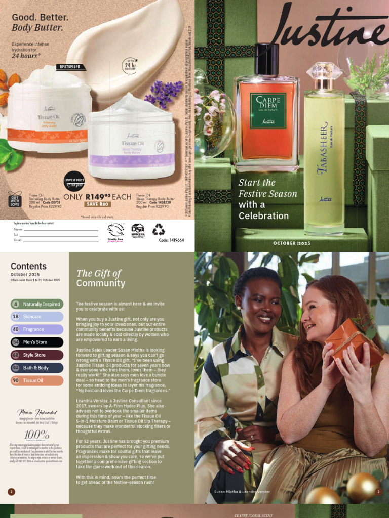 Justine October 2025 Gift Brochure | PDF | Perfume | Skin Care