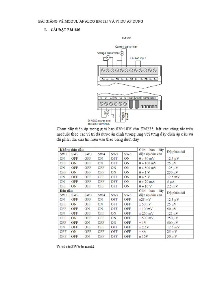 BÀI GIẢNG VỀ MODUL ANALOG EM 235 VÀ VÍ DU AP DỤNG | PDF