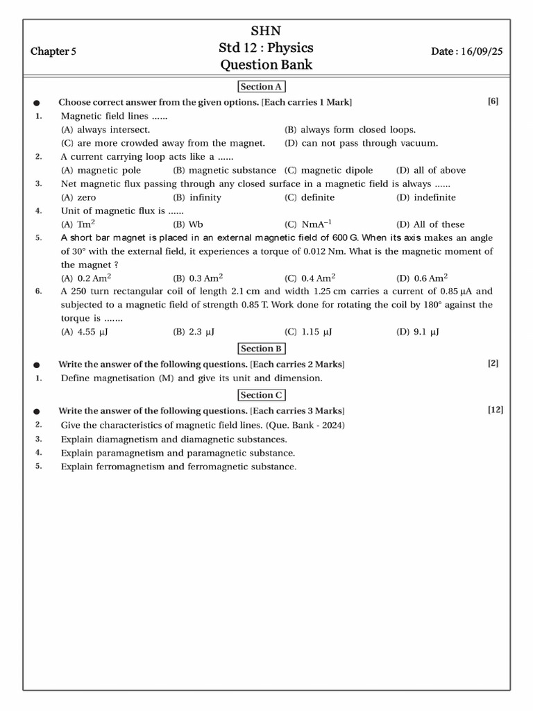 QuestionBank D16 Sept 2025 1 | PDF