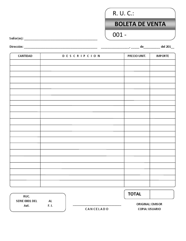 Modelo de Boleta de Venta en Blanco | PDF | Negocios | Finanzas y dinero